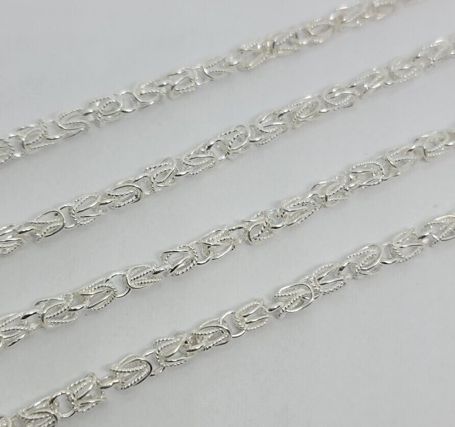 925 Sterling Silver Turkish Chain High Quality Necklace Bracelet 4mm ...
