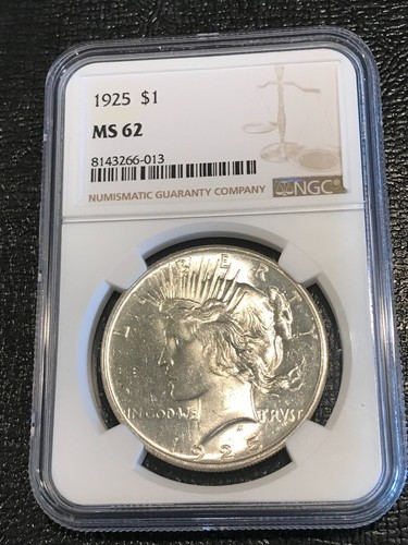 NGC 1925 P MS62 PEACE SILVER DOLLAR COIN-STRONG DETAILS-MAR177 | eBay