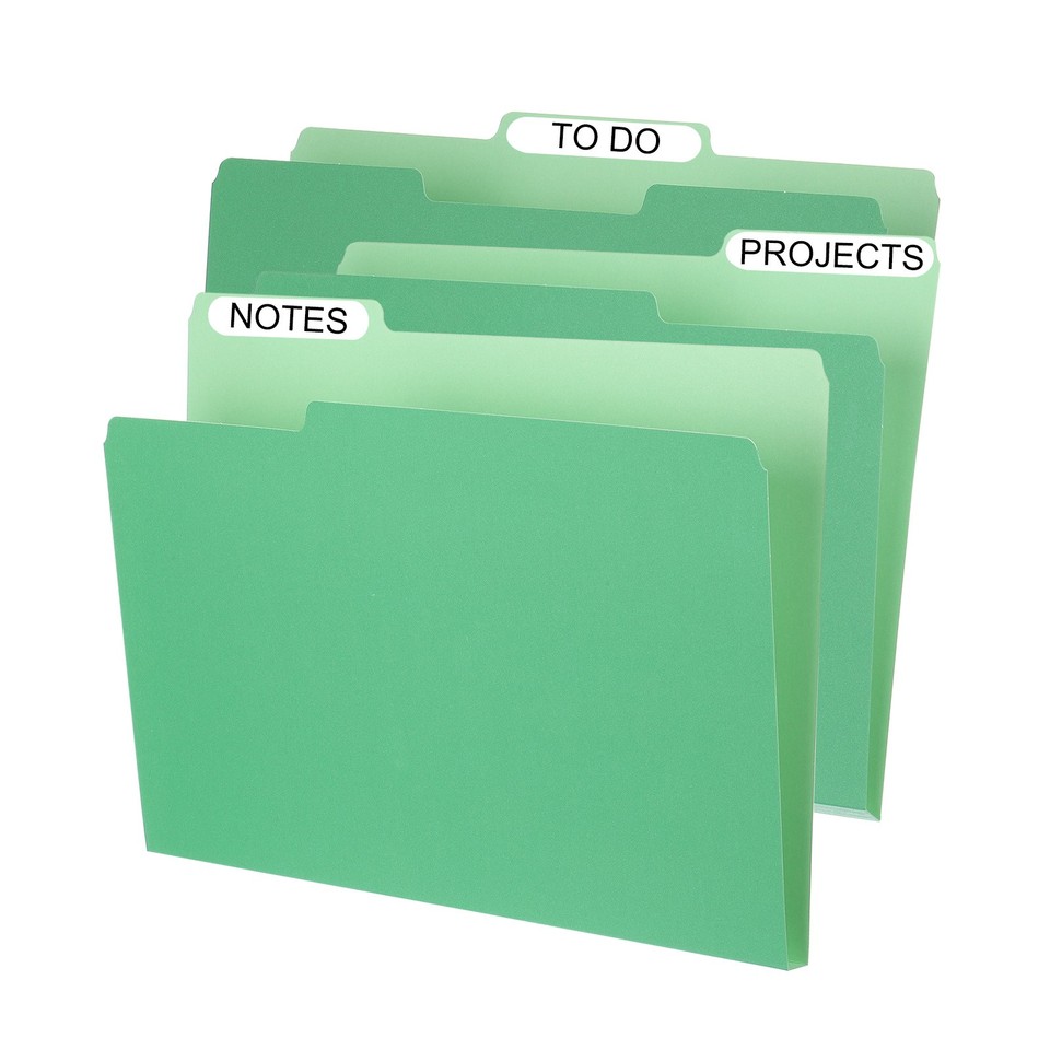 20pcs File Folders, Manila File Folders 1/3 Cut File Folders Letter ...