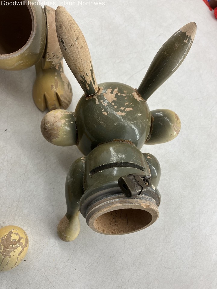 Vintage Wooden Thumper Rabbit Bunny Bank TLC AS-IS | eBay