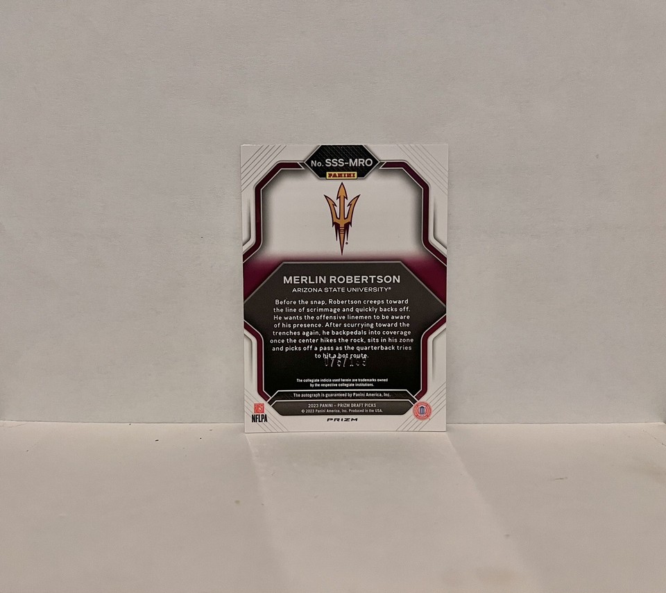NCAA Merlin Robertson 2023 Prizm Draft Rookie Auto Red Prizm 75/199 # ...