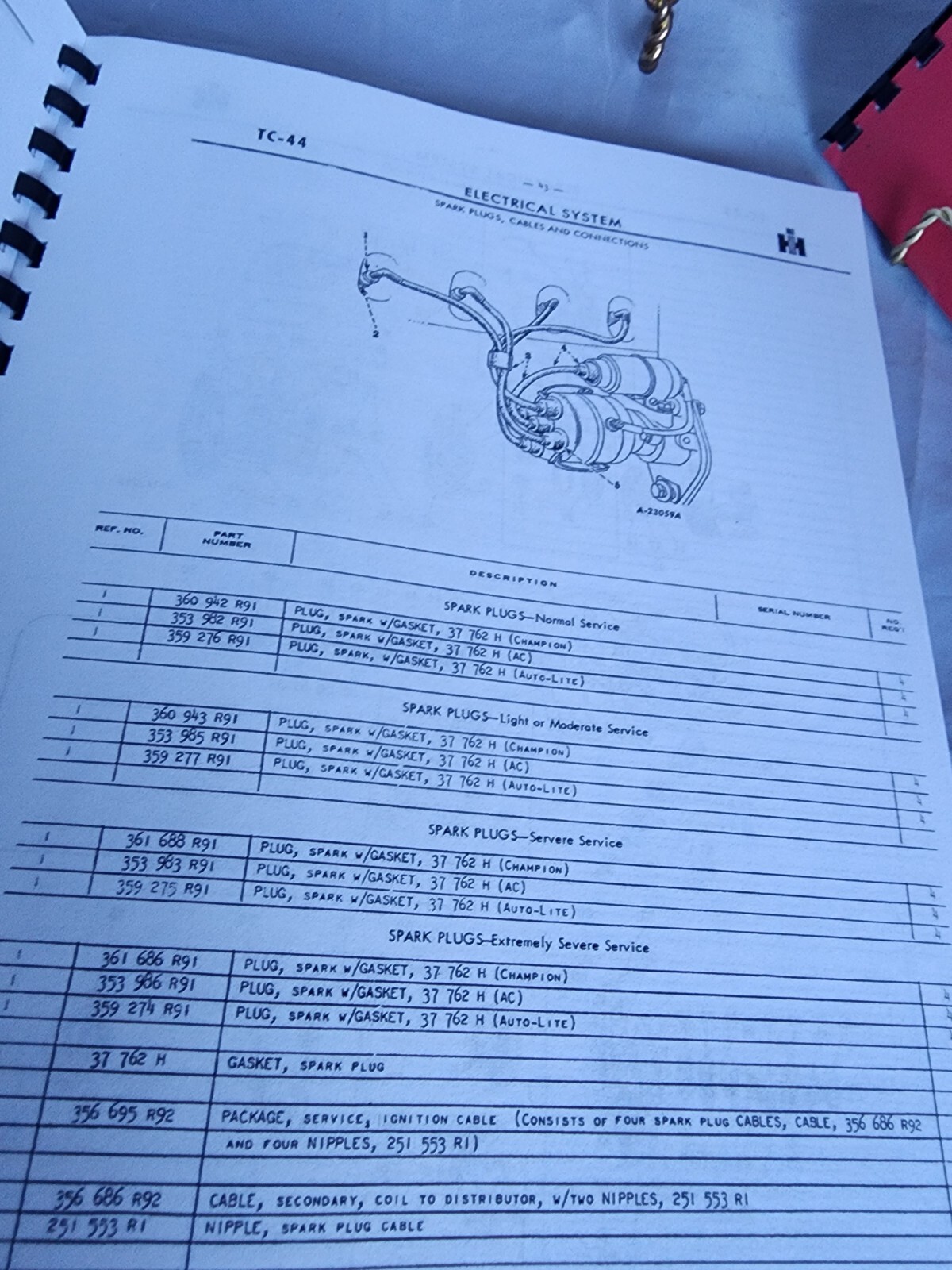 Operations Manual & Parts Cat McCormick Farmall Super-C International ...