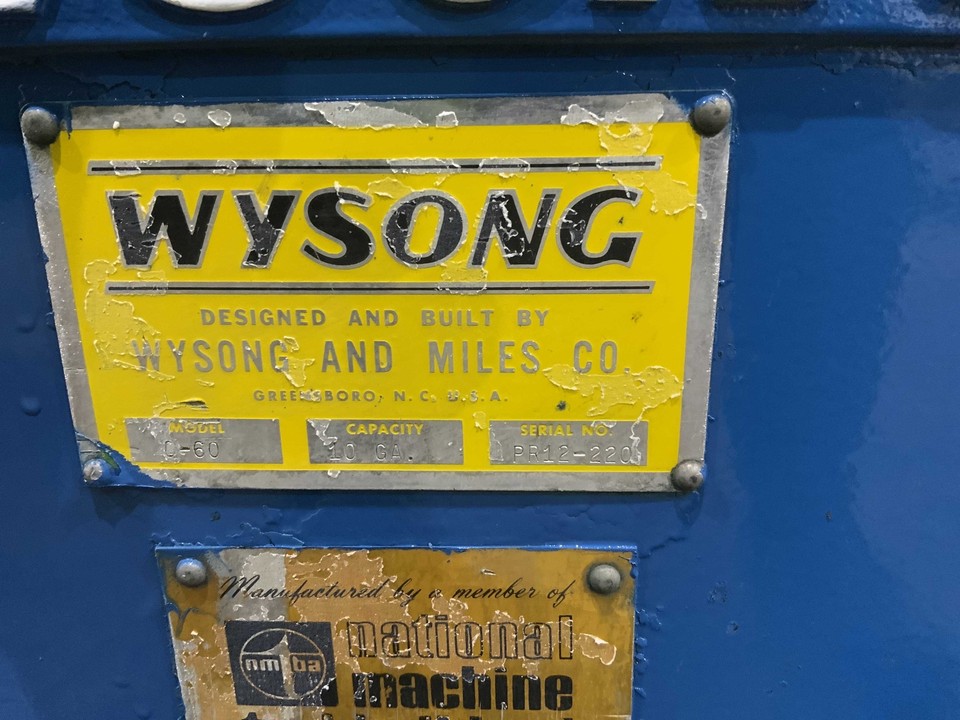 5' X 10 GA WYSONG MODEL #C-60 INITIAL PINCH PLATE BENDING ROLL: STOCK ...