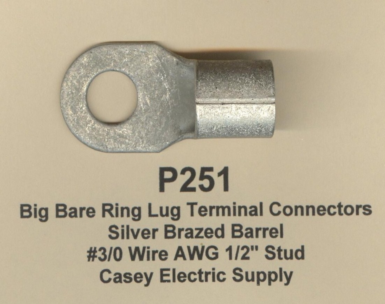10 Bare Ring Lug Brazed Barrel Terminal Connector #3/0 Wire AWG 1/2 ...