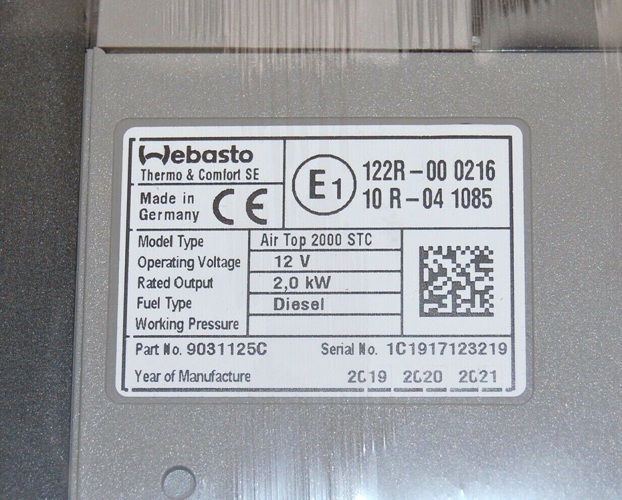 WEBASTO AIR TOP AT2000 STC 12V DIESEL Bunk Heater with Rotary ...