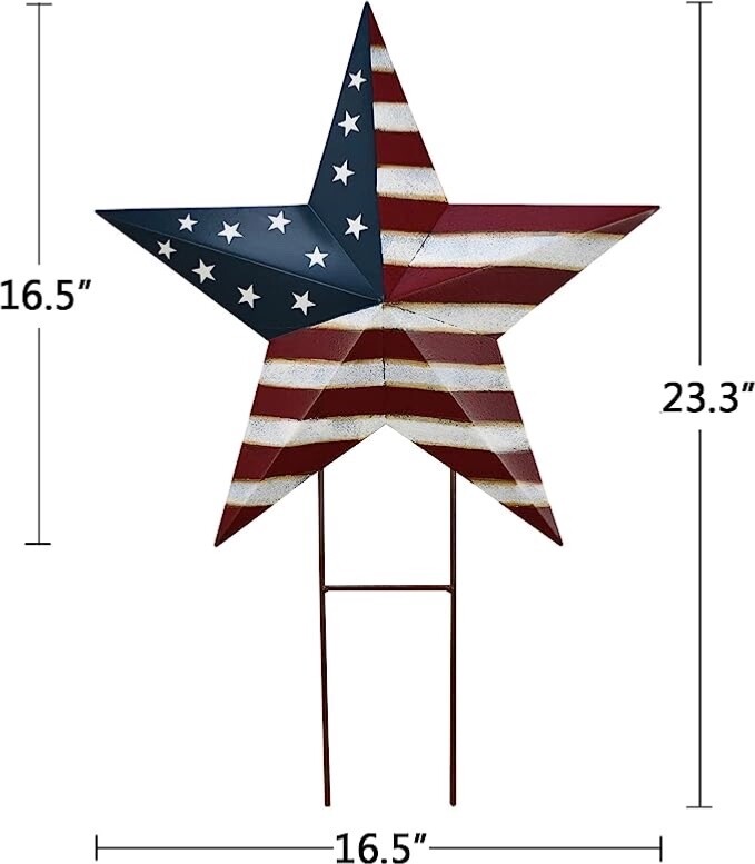Metal Barn Star Yard Sign, Patriotic Garden Stakes Outdoor 4th of July ...