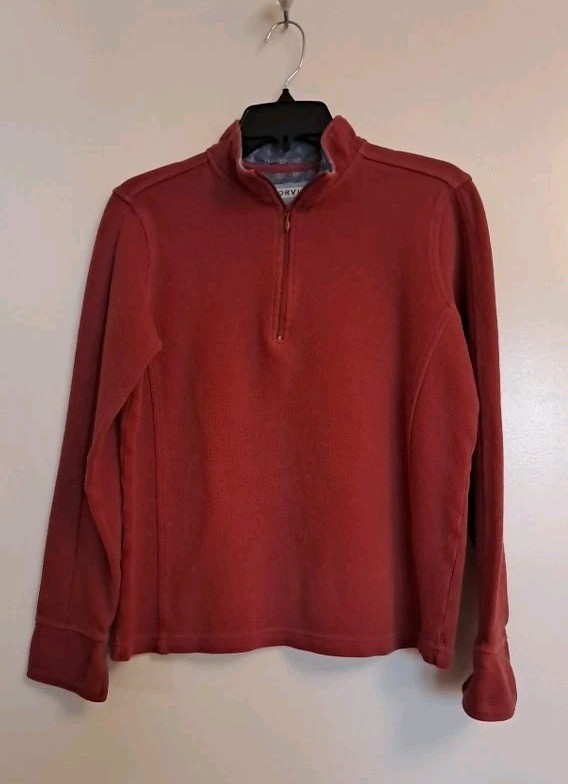 Orvis Pullover Cotton Sweater Top Women’s Sz M Burnt Orange 1/4 Zip ...