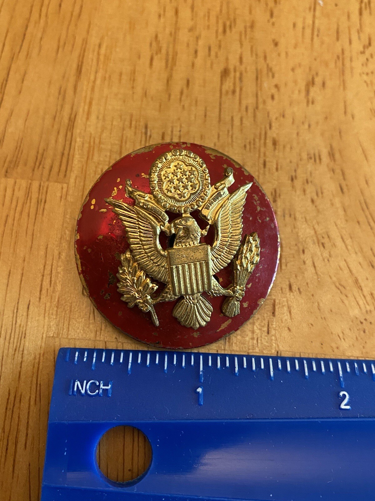 US Army Enlisted Cap Hat Badge Red Painted Background Artillery ...