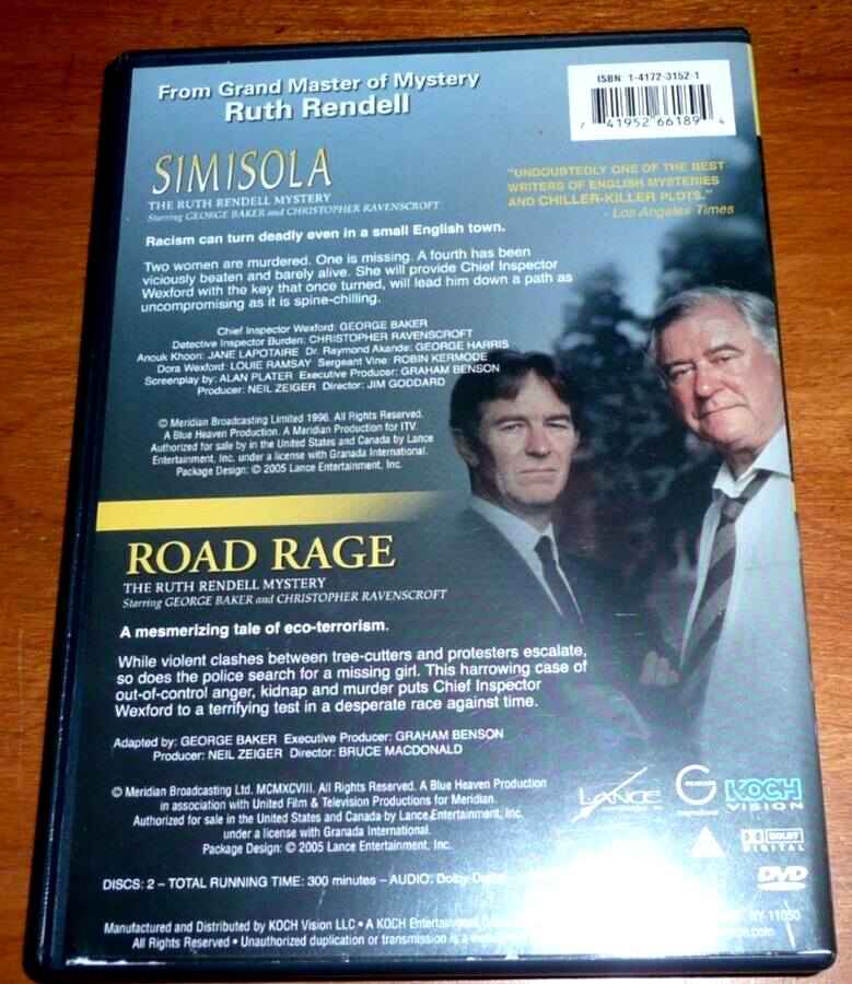 Ruth Rendell Mysteries Double Feature 2 disc - Road Rage / Simisola ...