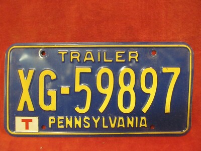 PENNSYLVANIA TRAILER LICENSE PLATE 1987-1999 XG-59897 | eBay