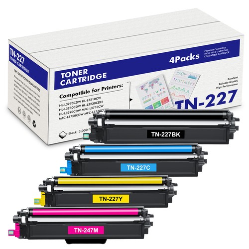 TN227 High Yield Toner Cartridges 4 Pack TN227 TN223 Compatible with ...