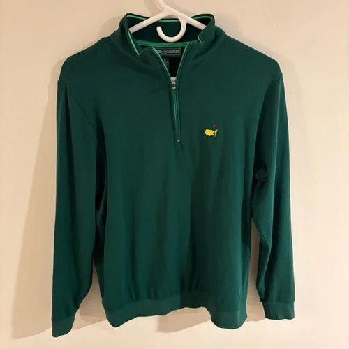 Masters Collection | Quarter Zip Pullover Luxury Cotton - Green ; Mens ...