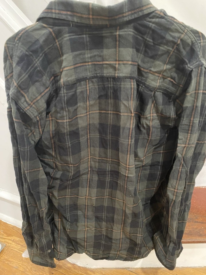 Faded Glory Mens Flannel Shirt XL Green Plaid Long Sleeve Retro Casual ...