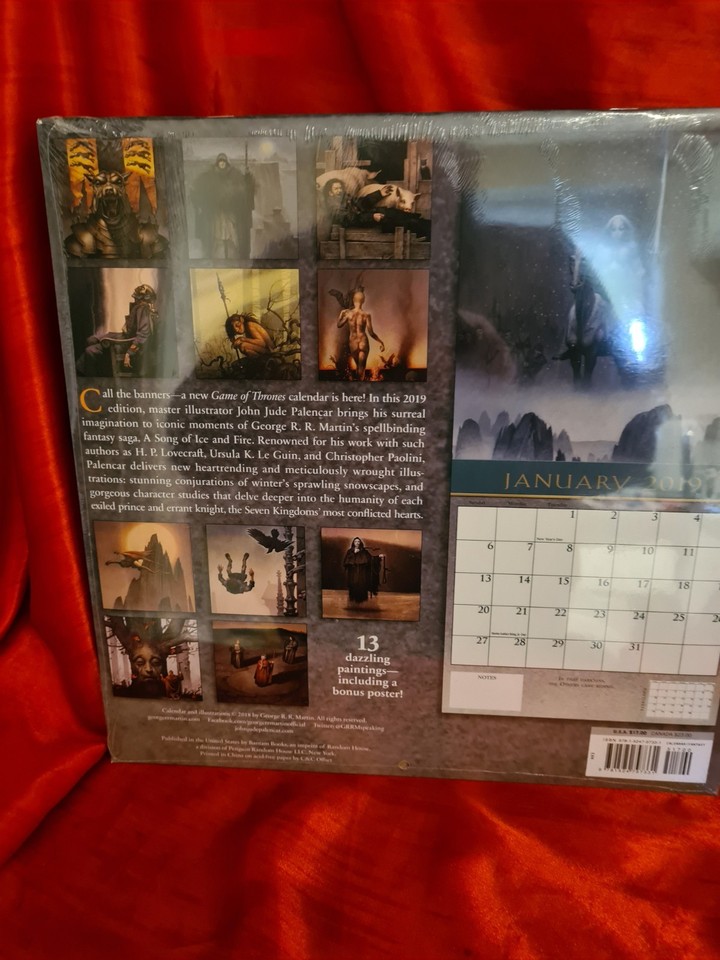 Rare A Song Of Fire And Ice Game Of Thrones 2019 Calendar New Sealed ...