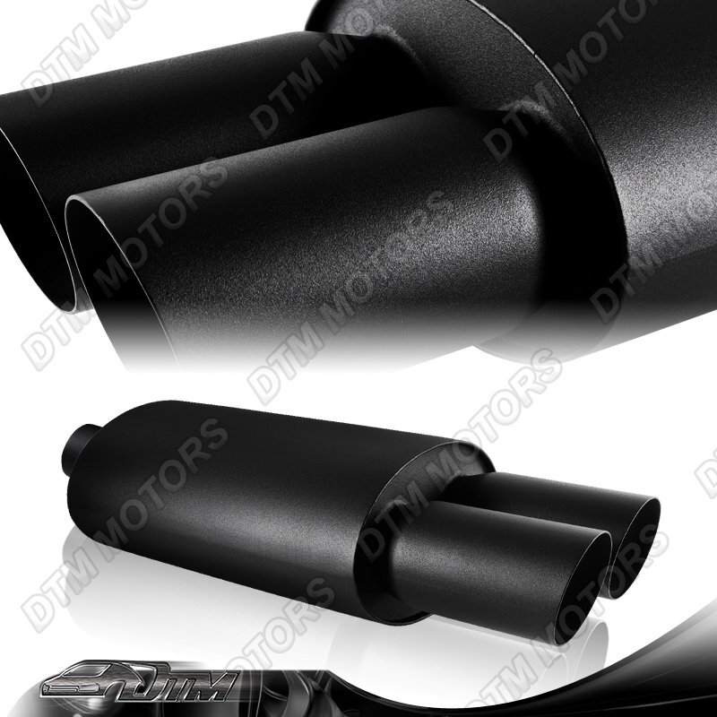 3" Dual Slant Tip T-304 Stainless Steel 3" Inlet Black Weld-on Muffler ...