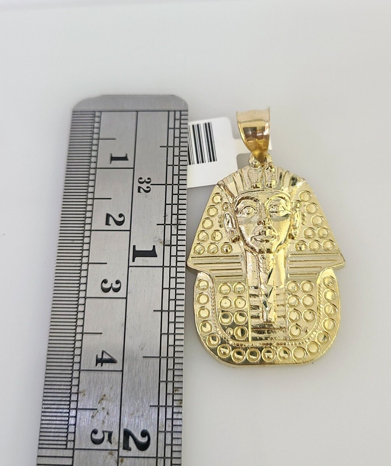 10k Pharaoh Head Charm Pendant Mens REAL 10Kt Egyptian Yellow Gold. | eBay
