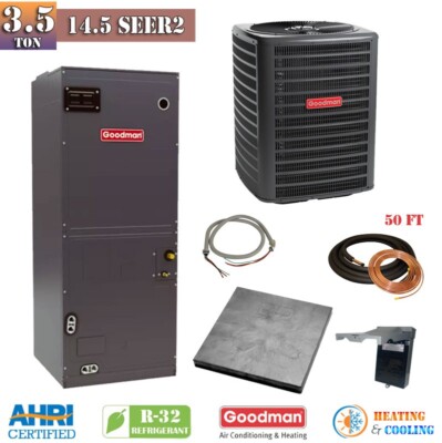R32 Goodman 3.5 Ton Heat Pump Split System GLZS4BA4210 Up To 15.2 SEER2 ...