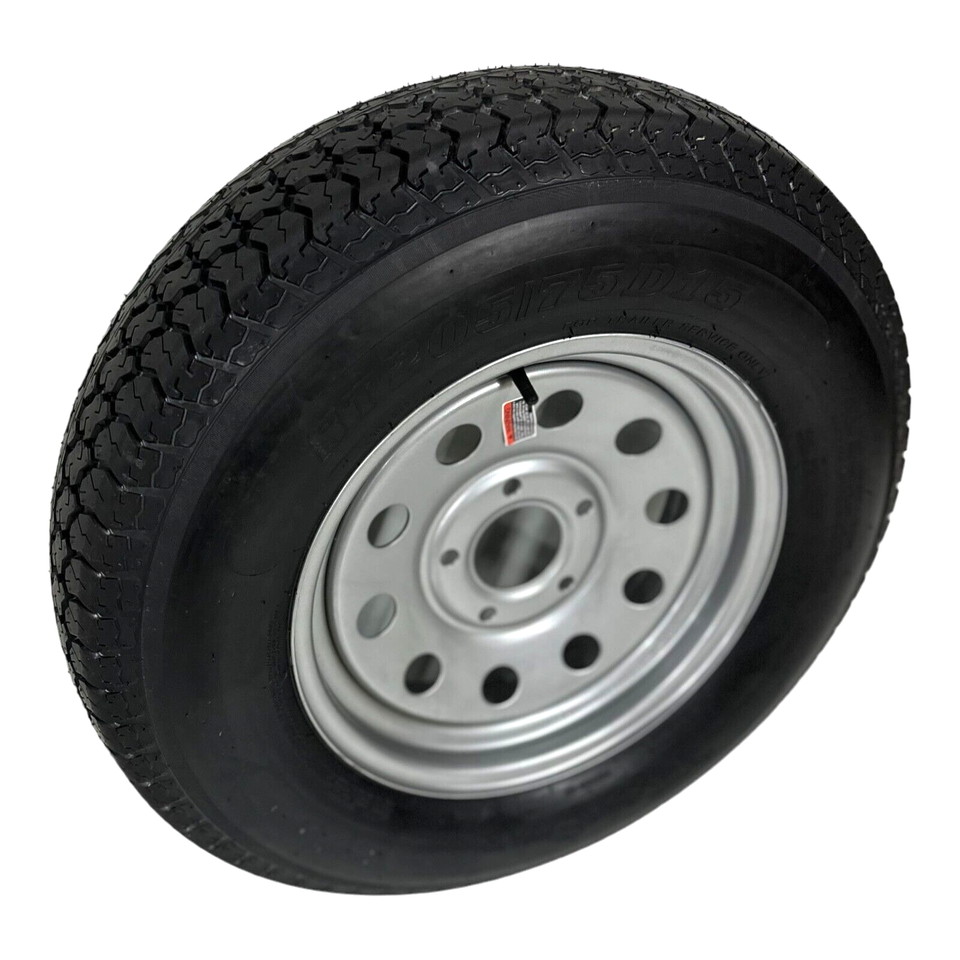 Trailer Tire on Rim ST205/75D15 LRC Bias 6 Ply 5 Lug 5x5 Silver Modular ...