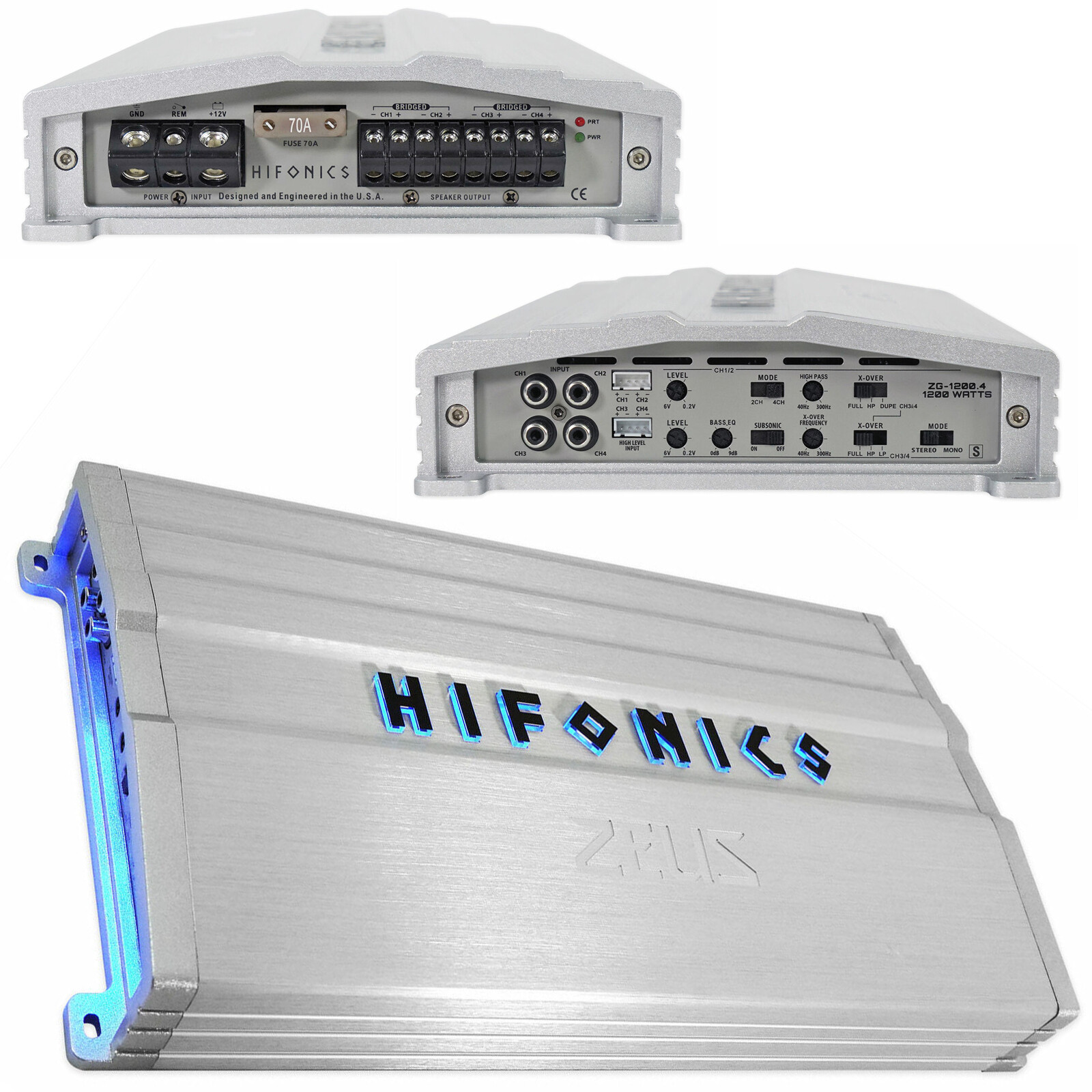 Hifonics ZG-1200.4 1200 Watts ZEUS Gamma 4 Channels Car Audio Amplifier ...
