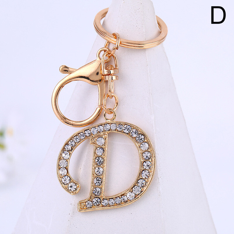 Rhinestone Initial Letter Key Ring Holder Alphabet Women Bag Pendant ...