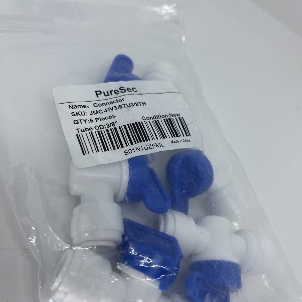 (5-Pk) PureSec Inline Shutoff Quick Connect Ball Valve Plastic Tubing 3 ...
