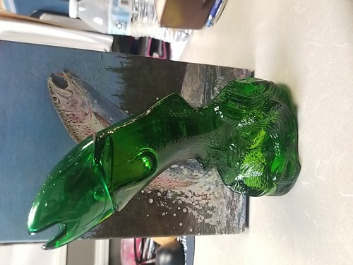 AVON RAINBOW TROUT GREEN FISH DECANTER Full bottle Vintage Cologne Mens ...