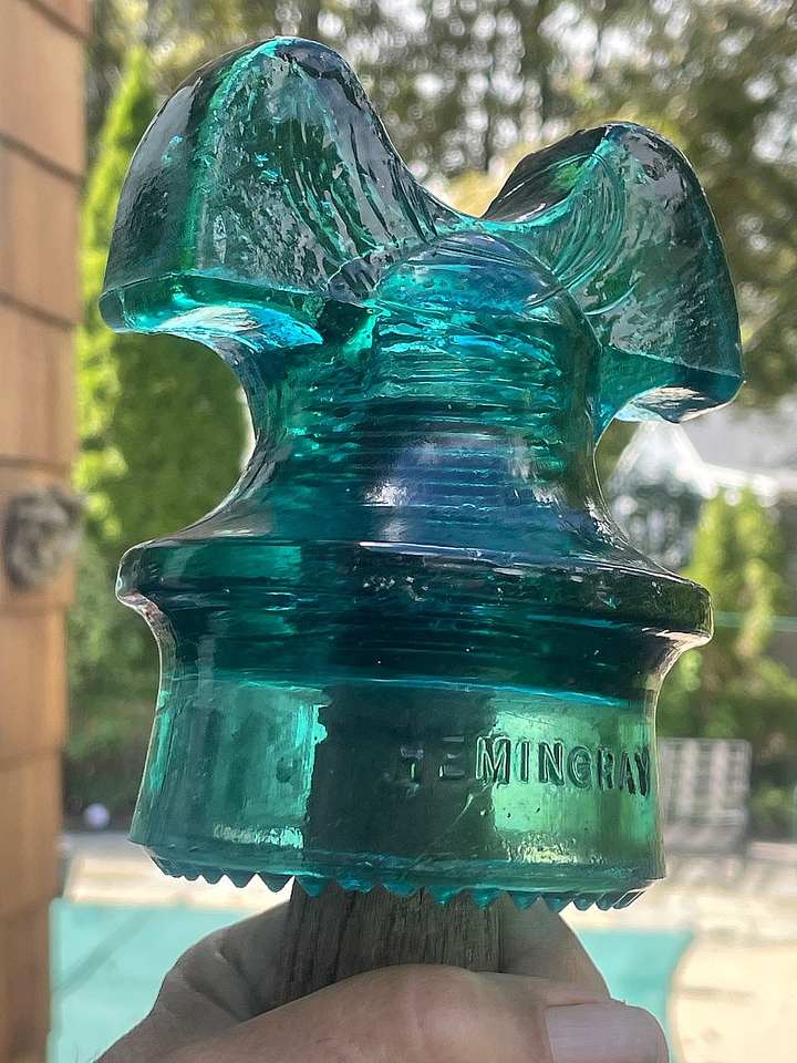 HEMINGRAY No. 60 CD-257 Glass Mickey Mouse Insulator with Threaded Post ...