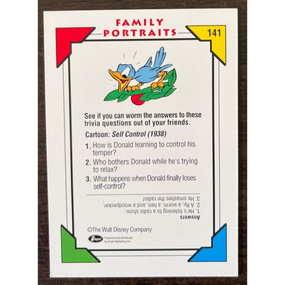 1991 Impel Disney Collector Cards Family Portraits #141 Cartoon: Self ...