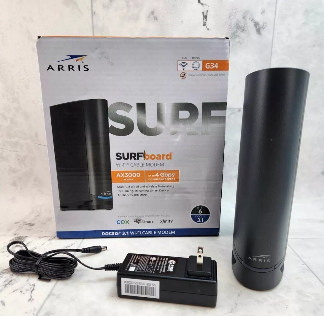 ARRIS Surfboard G34 DOCSIS 3.1 Gigabit Cable Modem & AX3000 Wi-Fi 6 ...