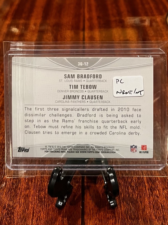 2010 Topps Prime Triple Rookie #3Q-12 Sam Bradford Tim Tebow Jimmy ...