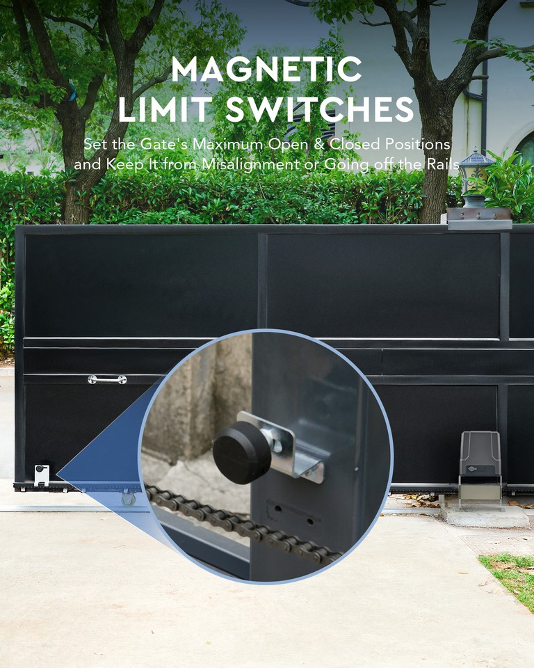 CO-Z Sliding Gate Opener Kit w 170W DC Motor Remotes for 1800lb 40ft ...