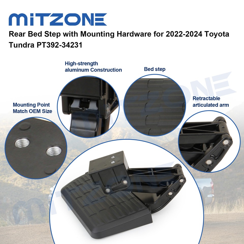 Rear Bed Step w/ Mounting Hardware for 2022-2024 Toyota Tundra PT392 ...