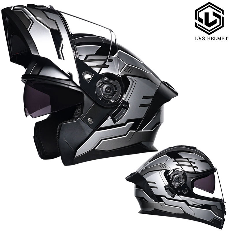 High Quality Motorcycle Helmet Double Lens Flip Up Racing Motorbike ...