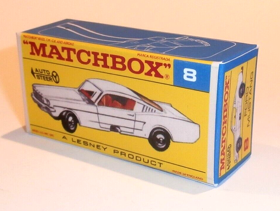 Matchbox Lesney No 8 Ford Mustang Coupe Empty Repro F Style Box | eBay
