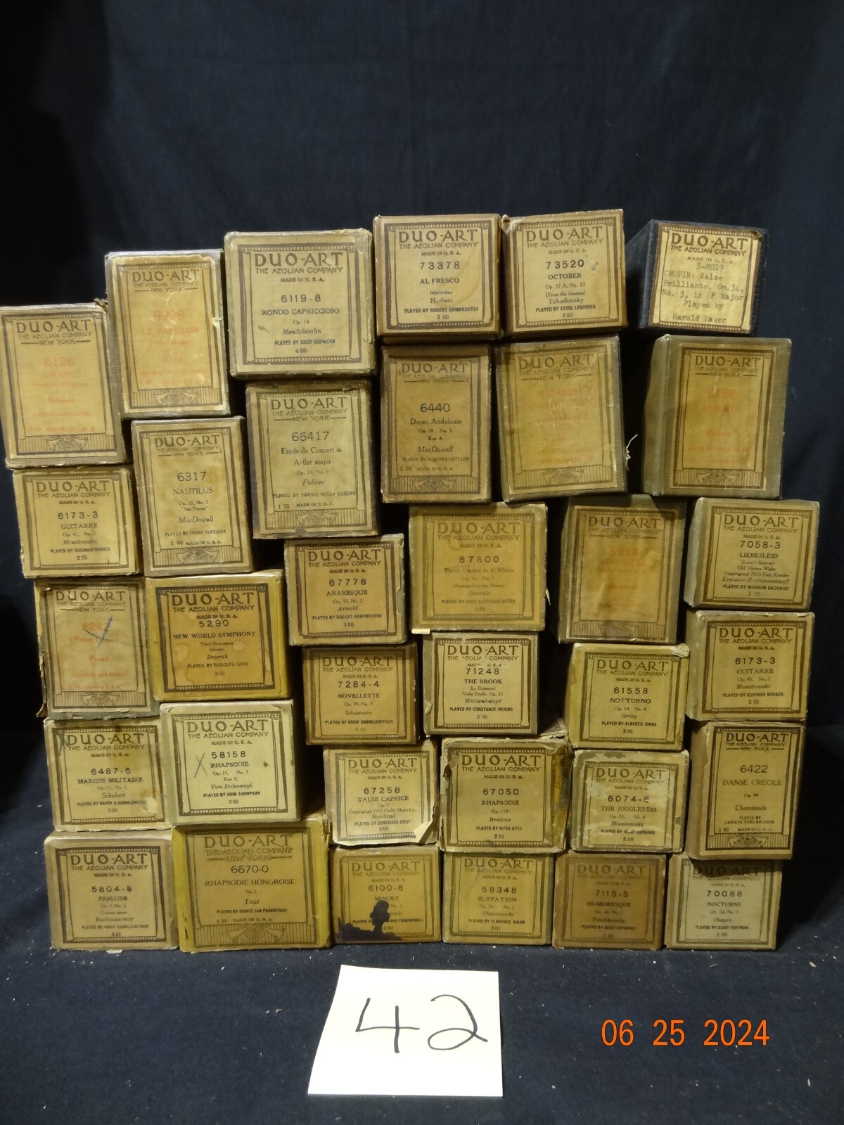 DUO ART REPRODUCING PLAYER PIANO ROLLS BOX OF 34 Lot 42 | eBay