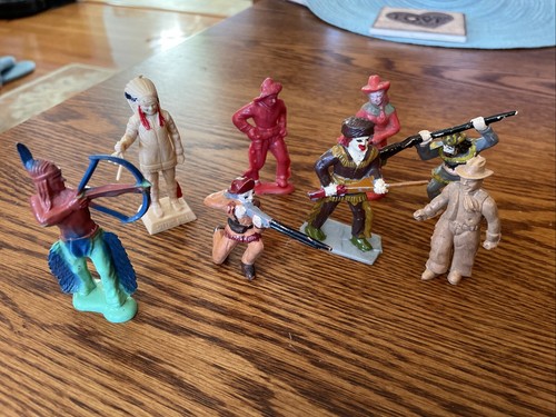Lot Of 8 Vintage Toy Plastic Figures 1950’s Cowboys Indians | eBay