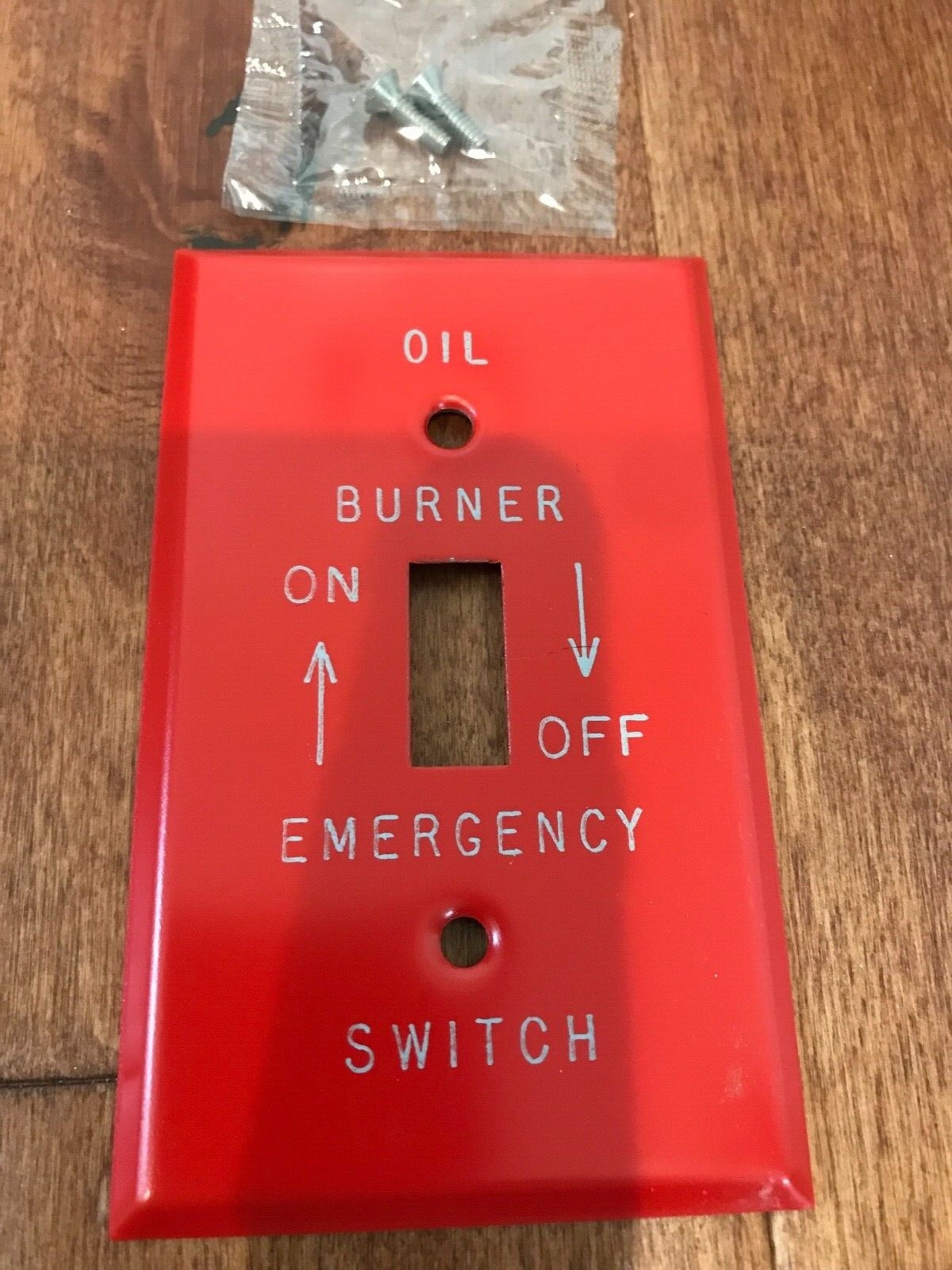 2 PACK- Emergency Oil Burner Metal Switch Cover WALL PLATE Red 2-3/4 X ...
