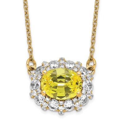 3.2 Ct Lab Grown Diamond Lab Created Yellow Sapphire Necklace in 14k ...