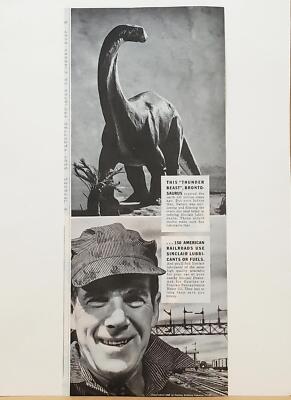 1940 Sinclair Oil AD PHOTO Thunder Beast Brontosaurus Railroad Vintage ...
