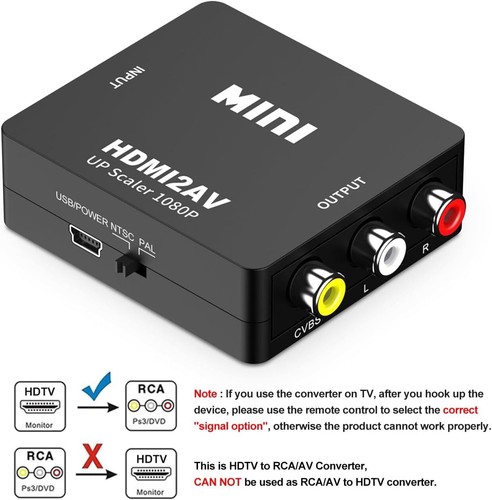 HDMI To AV Adapter Converter Cable CVBS 3RCA 1080P Composite Video ...