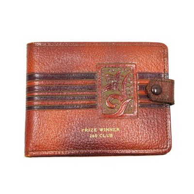 Vintage 40s Art Deco Leather Wallet Embossed Bowling Prize 260 Club ...