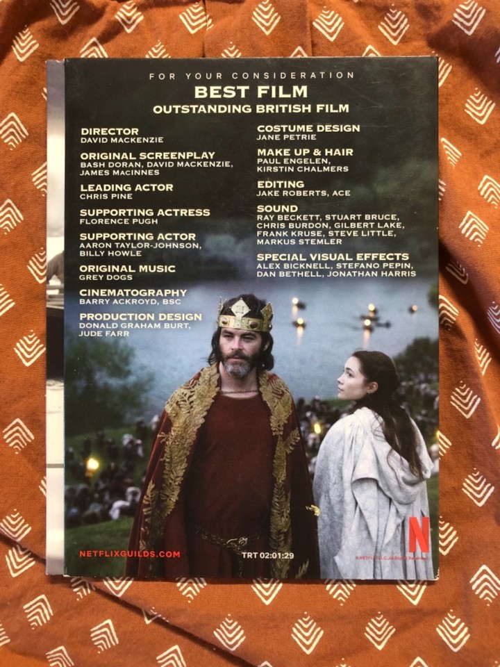 OUTLAW KING NETFLIX FYC DVD 2018 Chris Pine UBER-RARE Authentic (not ...