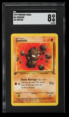 1999 Pokemon Fossil 1st Edition Geodude SGC 8 English #47 Vintage | eBay