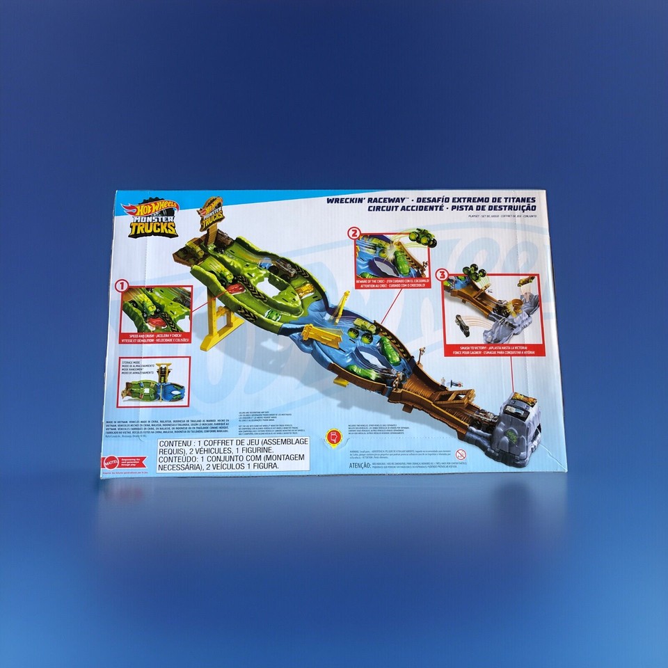 Hot Wheels Monster Trucks Wreckin' Raceway Track Playset Bigfoot ...