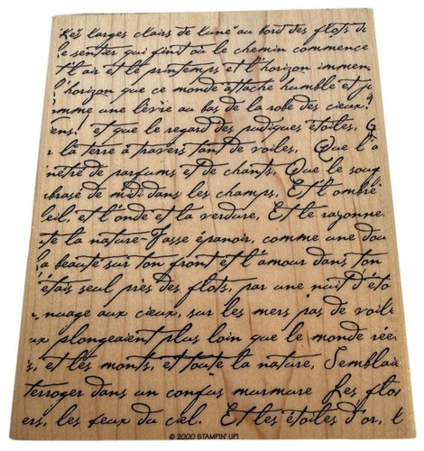 Stampin Up Rubber Stamp French Script Background Writing Large Fancy ...