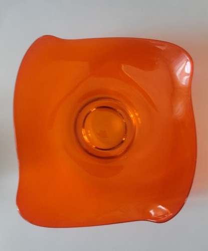 Vintage MCM Viking Persimmon Bowl Dish Bright Orange Art Glass Free Form | eBay