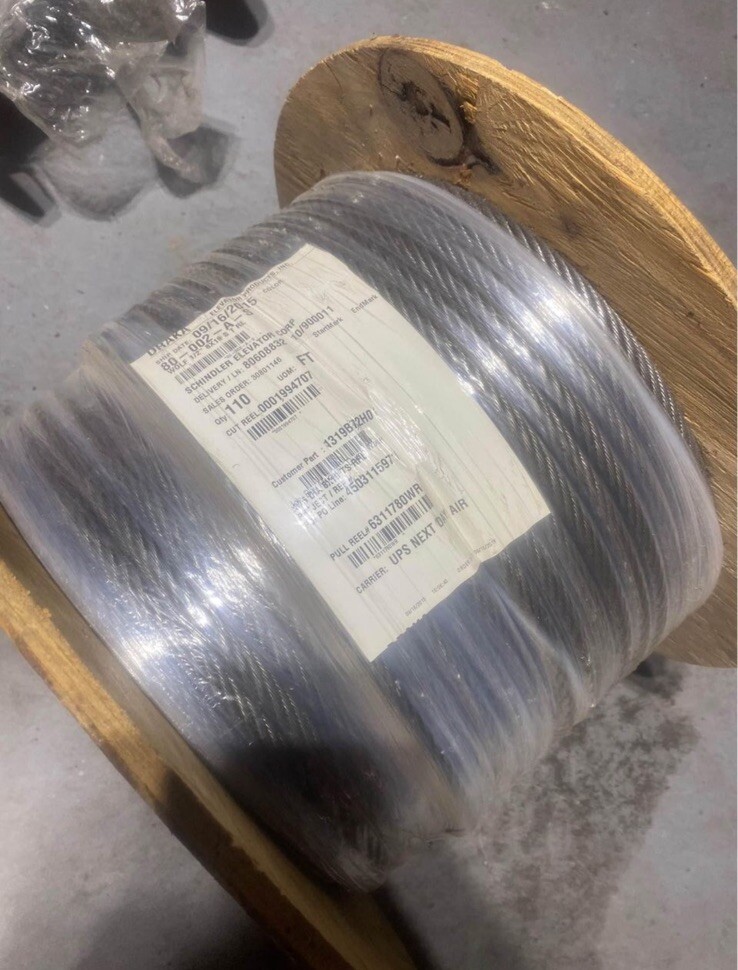 110 Feet Draka Elevator Cable Wire Rope Wolf 1/2” 8x19 S T RL Spool | eBay