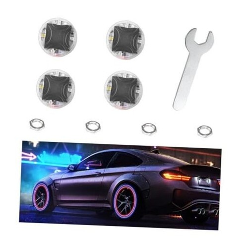 Car Tire Wheel Lights, Colorful Solar LED Tire Valve Cap Lamp with ...