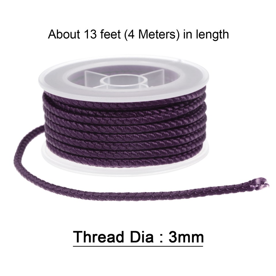 Nylon Thread Twine Beading Cord 3mm Braided String 4M/13 Feet, Dark ...