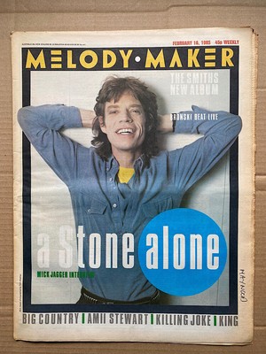 MICK JAGGER MELODY MAKER MAGAZINE FEB 16 1985 MICK JAGGER COVER WITH ...
